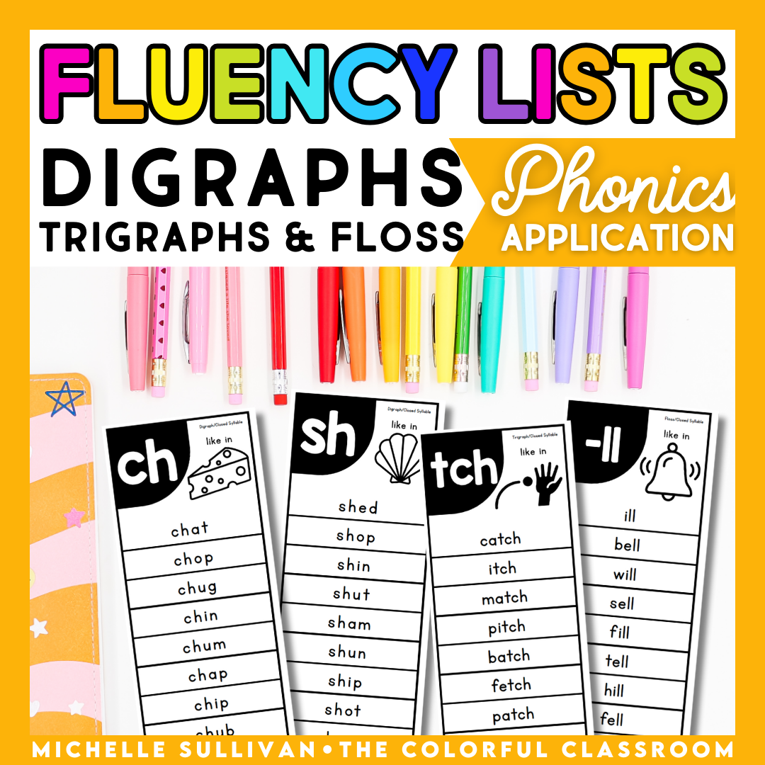 Phonics Fluency Lists- Digraphs, Trigraphs & FLOSS - The Colorful Classroom